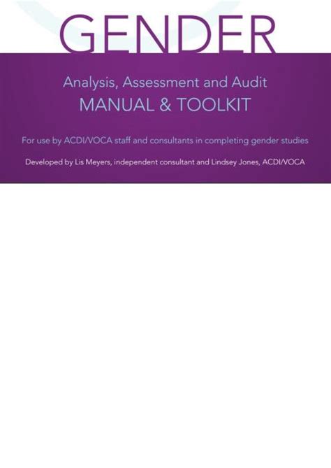Gender Analysis Assessment And Audit Manual And Toolkit Evalforearth