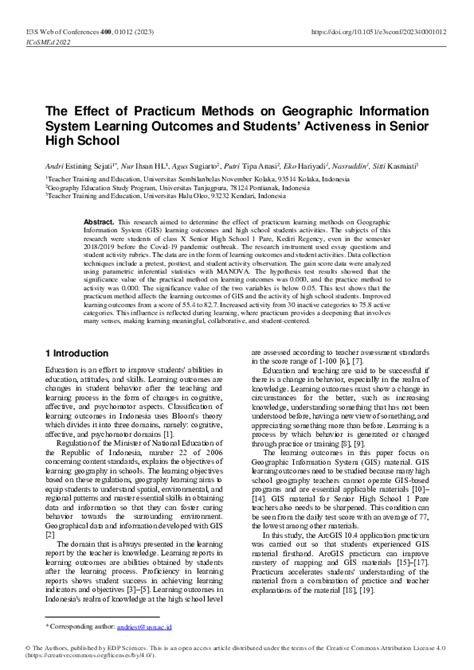 Pdf The Effect Of Practicum Methods On Geographic Information System Learning Outcomes And