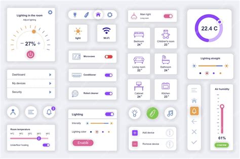 Premium Vector User Interface Elements Set For Smart Home Mobile App Kit Template With Hud