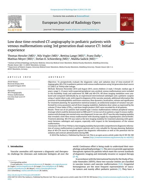 Solution Low Dose Time Resolved Ct Angiography In Pediatric Patients With Venous Malformations
