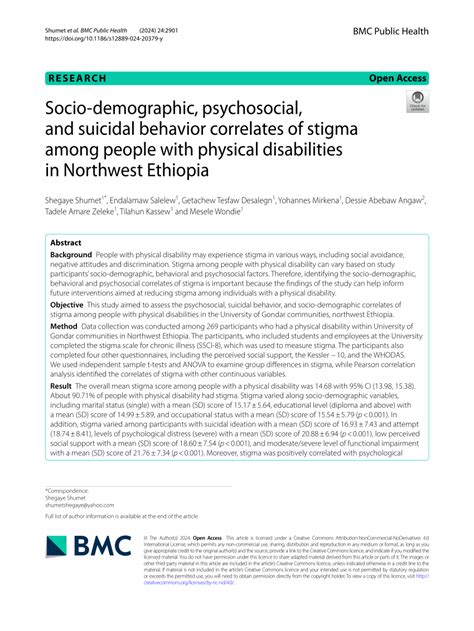 Pdf Socio Demographic Psychosocial And Suicidal Behavior Correlates Of Stigma Among People