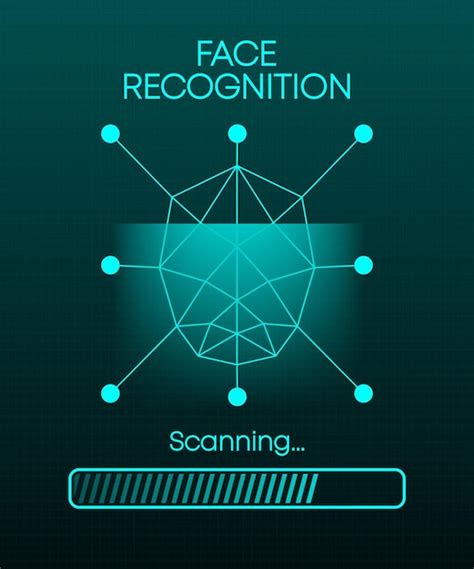 얼굴 인식 미래의 컴퓨터 기술 스마트 식별 시스템 얼굴 Id 생체인식 프리미엄 벡터