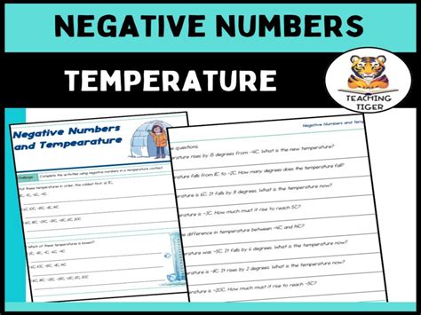 Mash Negative Numbers Worksheet Temperature Word Problems Practice