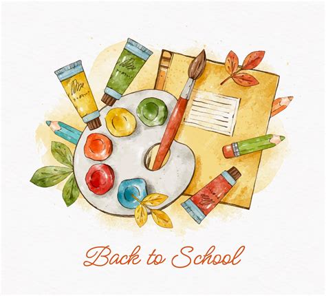 Premium Vector Watercolor Back To School Illustration With Art Supplies