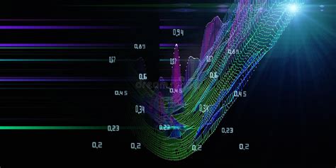 Abstract Background With Bending Grid Data And Spot On Dark Visual Presentation Concept Of