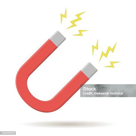 그림자가 있는 붉은 말굽 자석 자화 자기 매력 플랫 디자인 아이콘입니다 0명에 대한 스톡 벡터 아트 및 기타 이미지 0명