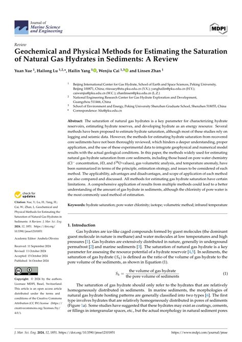 Pdf Geochemical And Physical Methods For Estimating The Saturation Of