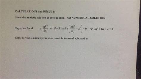 Solved CALCULATIONS And RESULT Show The Analytic Solution Chegg