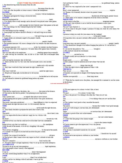 50 Key Words Transformation For Advanced Pdf