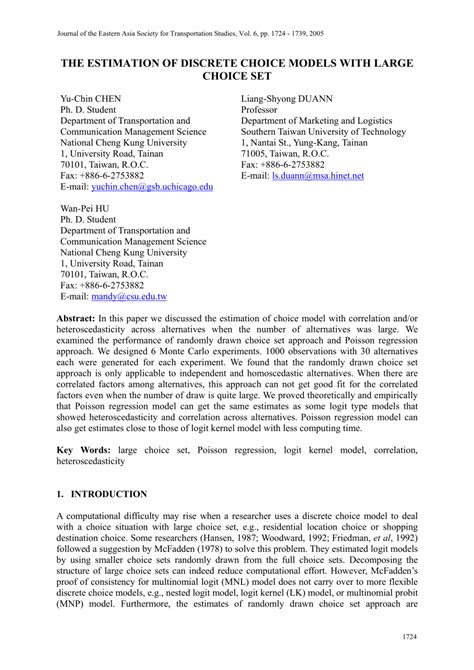 pdf the estimation of discrete choice models with large choice set