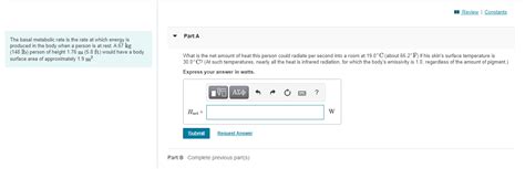 Solved Review Constants Part A The Basal Metabolic Rate Is Chegg