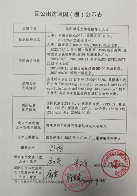 因公出访回国（境）公示（三） 国际合作与交流中心（港澳台事务办公室）