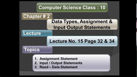 Assignment Statement Inputoutput Statement Read Data Youtube