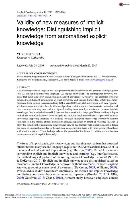 Pdf Validity Of New Measures Of Implicit Knowledge Distinguishing
