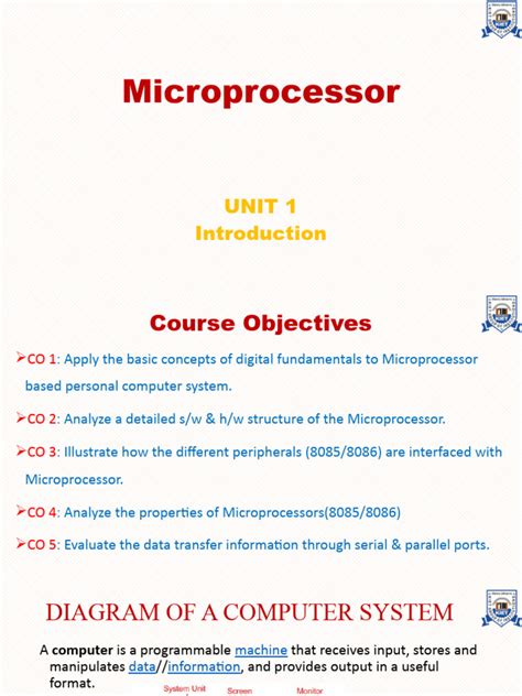 Unit 1 Microprocessor Pdf Central Processing Unit Inputoutput