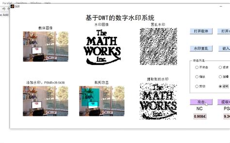 Matlab数字水印识别系统 Dwt，dct，lsb，dft，置乱，多攻击，评价指标，gui界面，万字文稿 哔哩哔哩bilibili