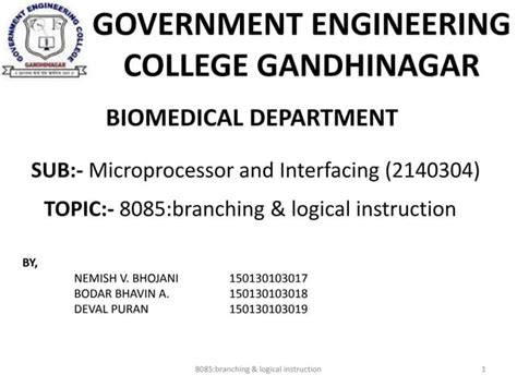 8085branching And Logical Instruction Pptx