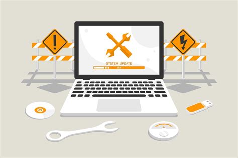 Install Operating System Update Of Laptop Computer Screen With Updating Progress Bar Digital