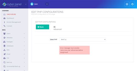 Failed To Edit Php Configurations Bug Report Cyberpanel Community