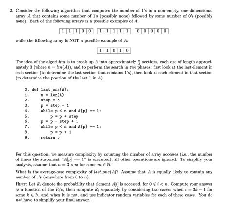Solved Consider The Following Algorithm That Computes The
