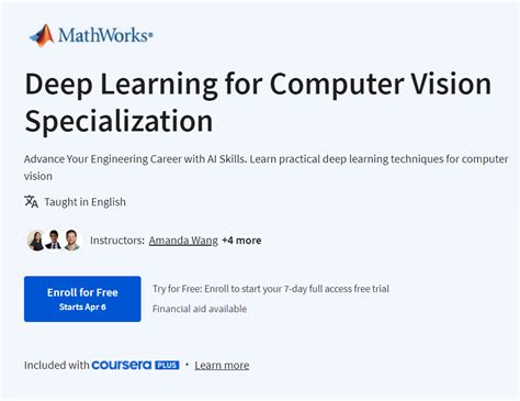 deep learning for computer vision specialization matlab programming