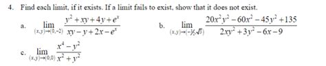 solved 4 find each limit if it exists if a limit fails to