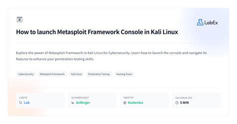Metasploit Framework Konsole In Kali Linux Starten Labex