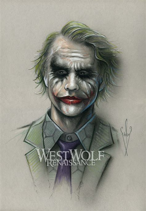 Joker Drawing 12 X 18 Heath Ledger Batman The Dark Knight Rises