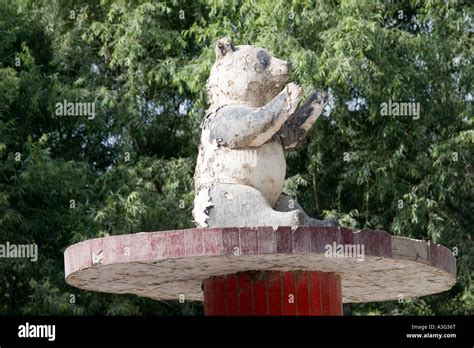 Decaying Concrete Giant Panda In People S Park Yarkand Xinjiang China
