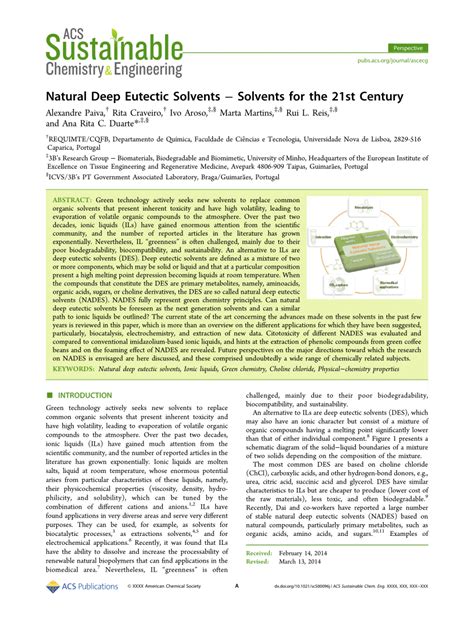 Pdf Natural Deep Eutectic Solvents Solvents For The 21st Century