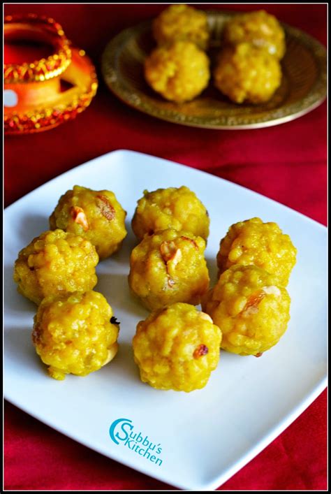 Laddu Recipe Boondi Ladoo Recipe Subbus Kitchen