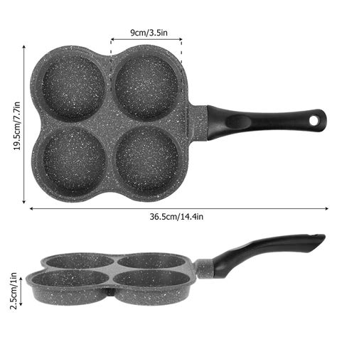 4 Cavity Non Stick Mini Pancake Pan Small Flat Bottom Frying Pan For Breakfast Egg Muffins