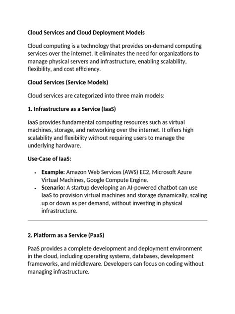 Cloud Services And Cloud Deployment Models Pdf Cloud Computing