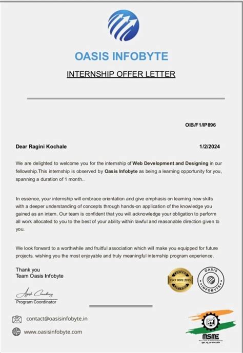 Ragini Kochale On Linkedin Opportunity Internship Oasisinfobyte