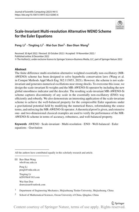 Scale Invariant Multi Resolution Alternative Weno Scheme For The Euler