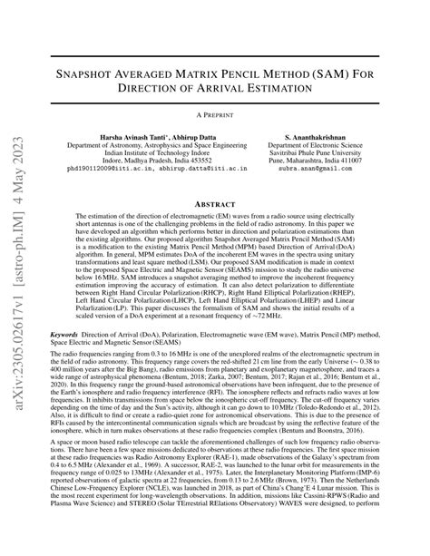 pdf snapshot averaged matrix pencil method sam for direction of
