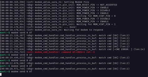 shell [modem send] command causes shell to hang after about 10 seconds sara r4 particle boron