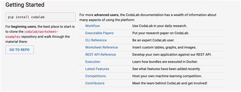 Improve Front Page Documentation Integration · Issue 3391 · Codalab
