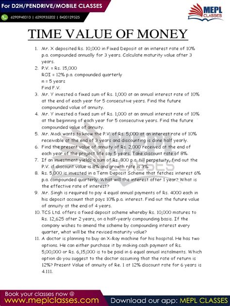 Tvm Questions Pdf Interest Present Value
