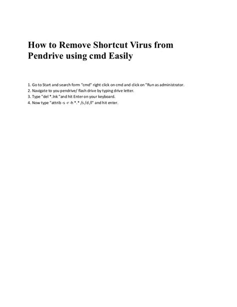 How To Remove Shortcut Virus From Pendrive Using Cmd Easily