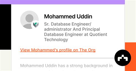 Mohammed Uddin Sr Database Engineer Administrator And Principal Database Engineer At Quotient