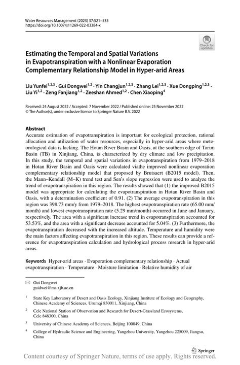 Estimating The Temporal And Spatial Variations In Evapotranspiration