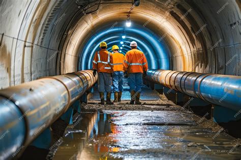 Premium Photo A Sewer Tunnel Cylindrical Pipes Sewage Flowing