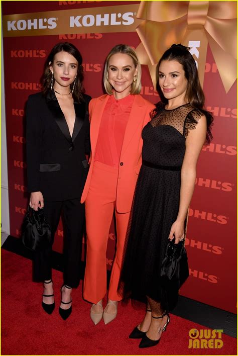 Emma Roberts Lea Michele And Becca Tobin Kick Off Holiday Season At