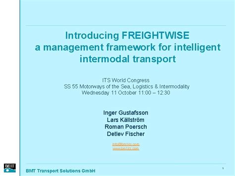 Introducing Freightwise A Management Framework For Intelligent Intermodal