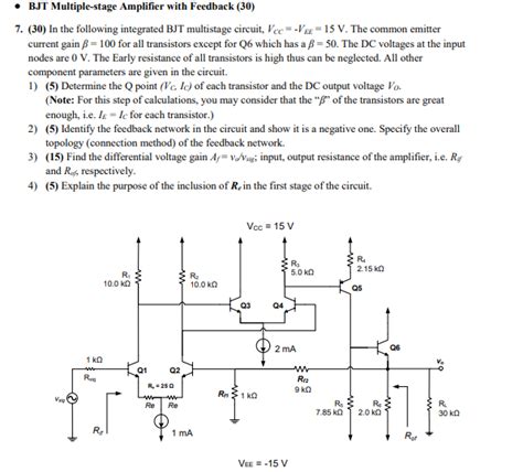 Solved • Bjt Multiple Stage Amplifier With Feedback 30 7