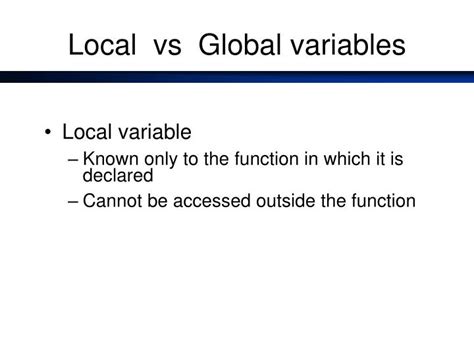 Ppt Local Vs Global Variables Powerpoint Presentation Free Download