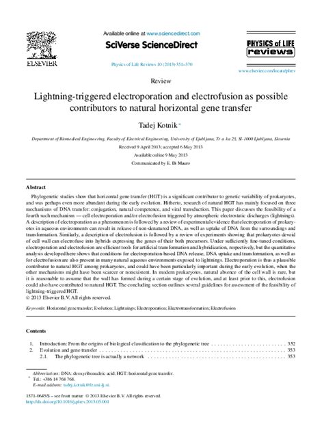 Lightning Triggered Electroporation And Electrofusion As Possible