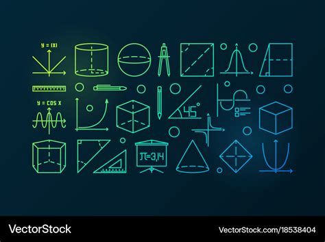 Trigonometry Colorful Line Or Banner Royalty Free Vector