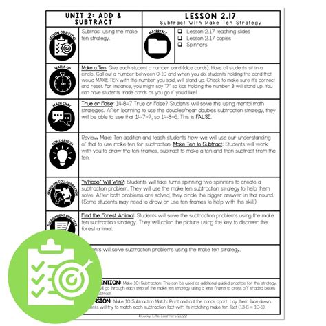 Lucky To Learn Math Subtract With Make Ten Lesson 217 Lesson Plan Lucky Little Learners
